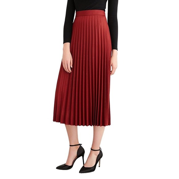 Simple | Skirts | Simple Retro Red Pleated Midi Maxi Skirt Size 8 ...